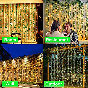 Opvande Lightd 12 Pcs Fake Ivy Vines Curtain String Light 240 LED, 8 Mode & Timer Green Hanging Fake Plant for Bedroom Wall Hanging Garden Home Room Jungle Party Indoor Outdoor