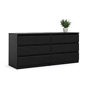 Tvilum 6 Drawer Double Dresser, Black Matte