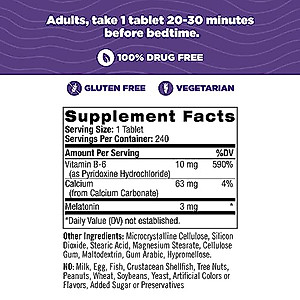 Natrol Melatonin Tablets, Helps You Fall Asleep Faster, Stay Asleep Longer, Strengthen Immune System, 100% Vegetarian, 3mg, 240 Count