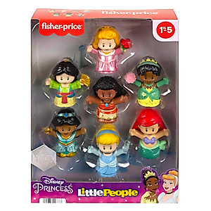 Fisher-Price Little People Disney Princess Toys, Set of 7 Character Figures for Toddler and Preschool Pretend Play