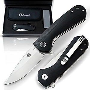 Holtzman's Gorilla Survival Folding Knife D2 Steel Blade G10 Tactical Handle Pocket Folding Knife EDC Giftset for Men (Silver and Black)