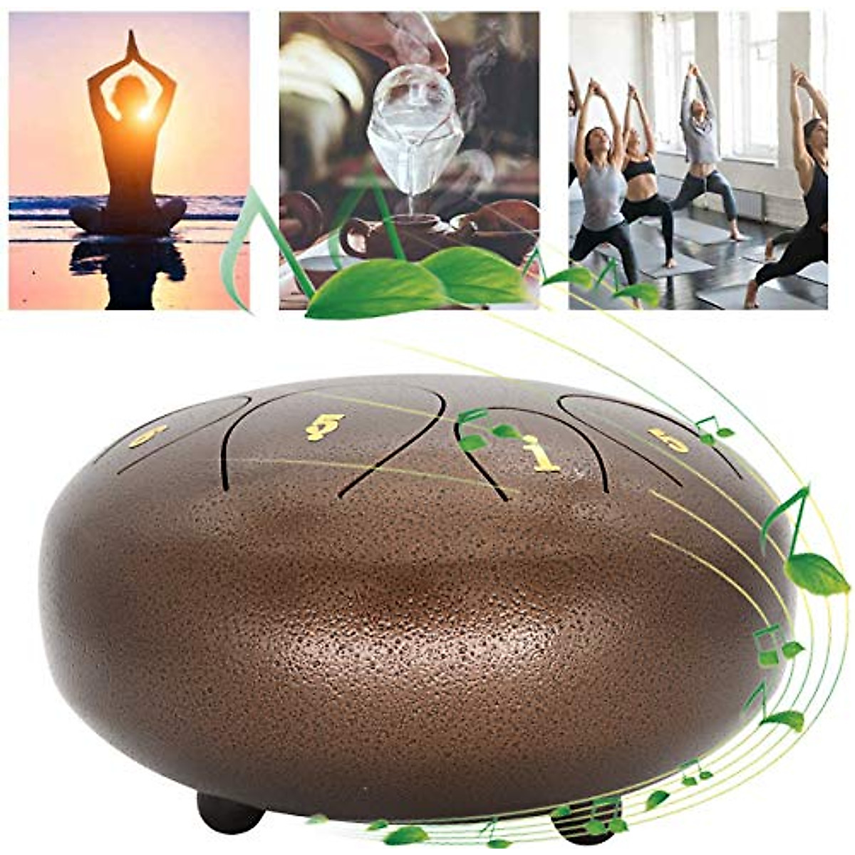 Steel Tongue Drum Tank Drum - Standard C Key 8 Notes 8 inches Pan Drum - Percussion Instrument with Drum Mallets -Handpan Drum with Bag, Music Book, Finger Picks for Camping, Meditation, or Yoga