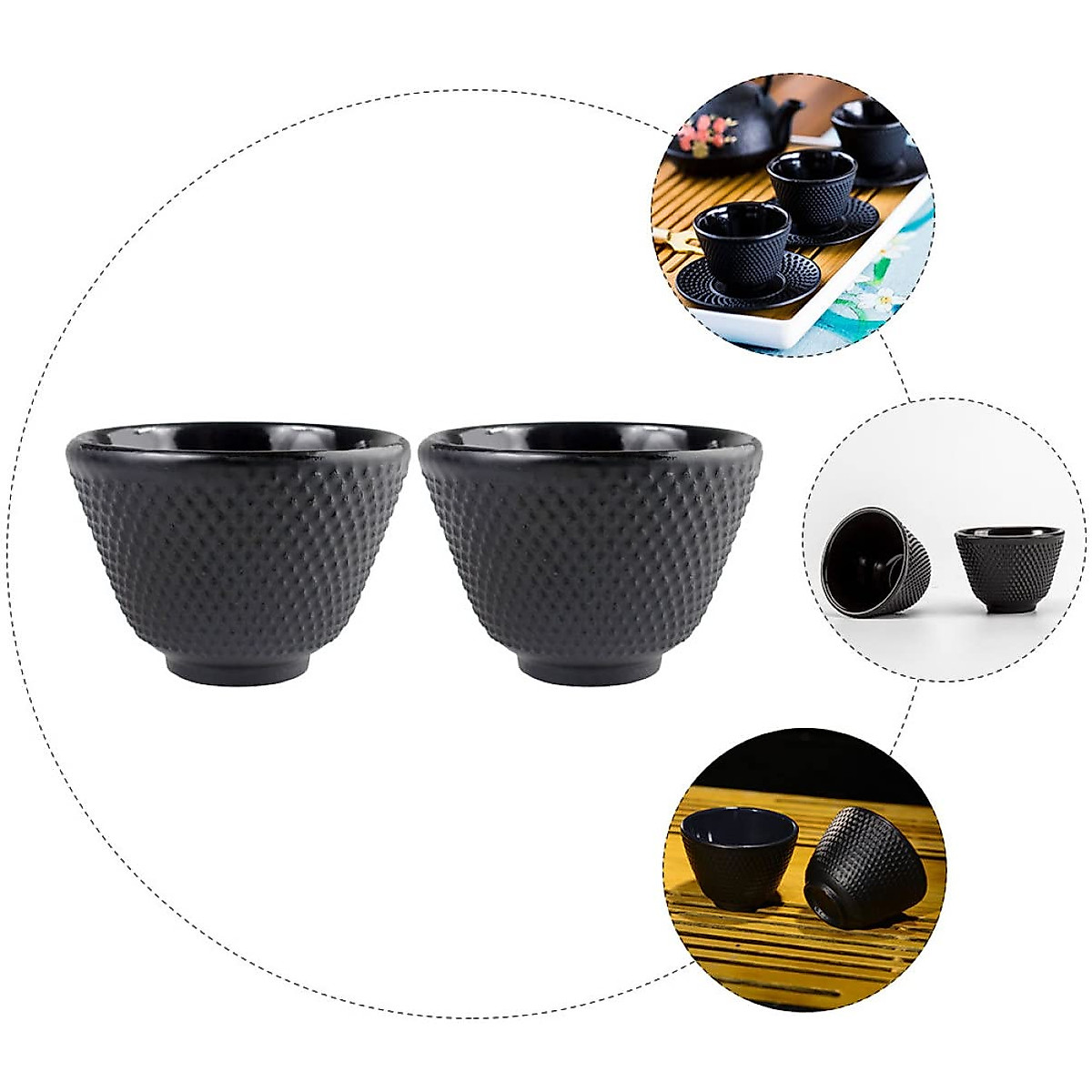 6 Pcs Cast Iron Teacup Tea Cup Traditional Teacups Cast Iron Teaware Restaurant Coffee Mug Sake Cup Mate Cup Mate Tea Beer Bone China Coffee Mugs Japanese Style Teaware Unique Vine