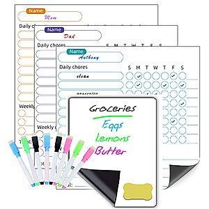 Magnetic Behavior Chore Chart for Kids 3 Pcs Dry Erase Behavior Charts Blank Charts Colored Markers Daily Responsibility Rewards Whiteboard for Refrigerator School Housework Distribution Sheet