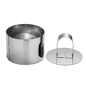 Round Cake Ring Mold, 3 inch Stainless Steel Dessert Mousse Molds with Pusher & Lifter Cooking Rings for Kitchen Cooking(Include 4 Rings and 4 Pusher)