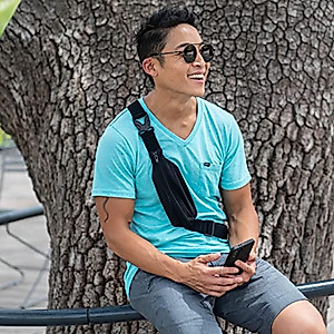 SPI Crossbody PRO Bag for Women Men, Sling Shoulder Bag, Slim Expandable Pocket for Holding Phone Keys Id, Adjustable Comfortable Strap, No Bounce, Black with Black Zipper