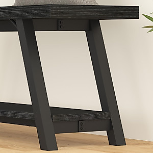 LVB Wood Bench, Industrial Storage Entryway Indoor Bench for Bedroom Hallway Living Room, Rustic Famhouse Wooden Metal Shoe Rack Accent Foyer Bench Seat for Entrance Sitting, Rustic Brown, 47 in Long