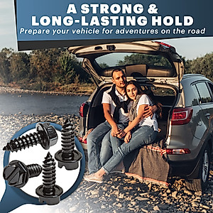 License Plate Screws with Rustproof Finish - License Plate Screw Kit for Front & Rear Plates - License Plate Bolts for Domestic Vehicles - Stainless Steel Screws for License Plates (4-Pack, Black)