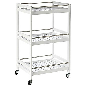TybAtt Carts 3-Tier Home Trolley Kitchen Storage Cart W/Steel Bars 4 Universal Wheels Rolling Unit Organiser Living Room