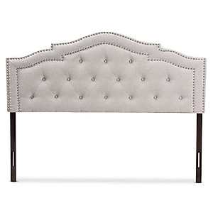 Baxton Studio Edith Modern and Contemporary Greyish Beige Fabric Full Size Headboard Beige/Full//Contemporary/Fabric Polyester 100%"/LVL/Foam