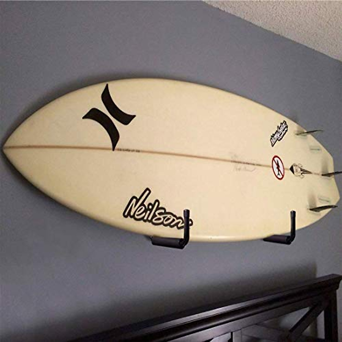 Wintek Heavy Duty Giant Arm Hang-It-All Wall Mount Storage Hook Rack for SUP&Surfboard,Ski&Snow Board,Skate Board,Long Board,Paddle Board|Home Garage Storage&Organization Hangers-4 Pack (Black)