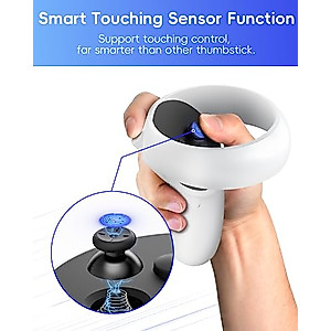 Replacement Thumbsticks for Meta Quest 2 Controller, AOLION Oculus Quest 2 Replacement Parts with 2 Intelligent Sensing Thumbsticks, 4 Thumb Grips