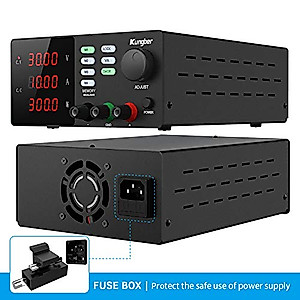 Kungber DC Power Supply Variable with Memory, 30V 10A Adjustable Switching Regulated DC Bench Linear Power Supply with Memory Recall and Output Disable Button 4 Digits Display and Alligator Leads