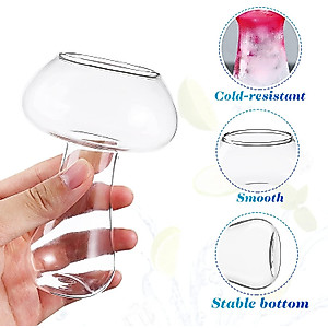 DOITOOL Cocktail Glass, Mushroom Shape Cocktail Glass Cup, Creative Mushroom Drinks Cups Wine Glasses for Home Bar Catering KTV Club Wedding Party, 280ml, 1Pcs