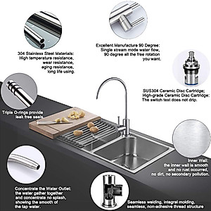 ESOW Kitchen Water Filter Faucet, 100% Lead-Free Drinking Water Faucet Fits Most Reverse Osmosis Units or Water Filtration System in Non-Air Gap, Stainless Steel 304 Body Brushed Nickel Finish