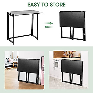 windaze 31.5" Folding Desk No-Assembly Small Computer Desk Home Office Desk Foldable Table, Laptop Table Desk, Sturdy Metal Work Desk for Small Space (31.5x17.8x28.7) (Black)
