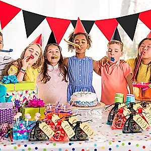 84 Pcs Ninja Party Favors Include 12 Stretchy Flying Ninjas, 24 Mini Ninja Figurines, 12 Ninja Silicone Wristbands, 12 Ninja Keychains, 12 Red and Black Organza Bags and 12 Gift Tags for Birthday