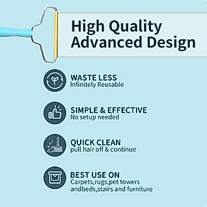 Pet Hair Removal Tool,Cleaner Pro Pet Hair Remover,Fabric Shaver by BSIWWO,Pet Hair Remover for Couch,Lint Shaver,Carpet Rake,Dog Hair Remover and Cat Hair Remover(2pack-Blue)