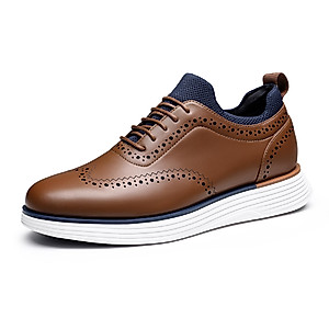 Bruno Marc Men's Dress Sneakers Oxfords Casual Formal Business Wingtip Brogue Shoes,BROWN,SIZE 9,SBOX2326M