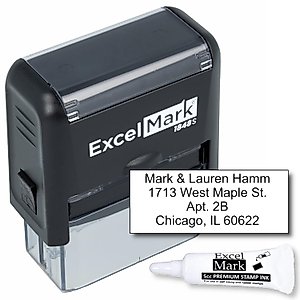 Custom Self Inking Rubber Stamp - Up to 4 Lines - with Refill Ink (A1848)