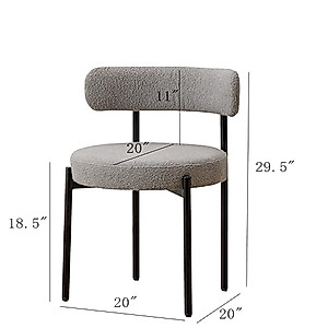 Locus Bono Boucle Dining Chairs Set of 2, Modern Upholstered Dining Room Chairs, Armless Kitchen Chair for Dining Room, Living Room, Black Metal Legs (Light Grey)