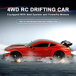 PenRux RC Car, Cool Appearance Long Control Distance High Speed Drifting RC Car Toy with LED Lights for Home (Dual Batteries (Included))