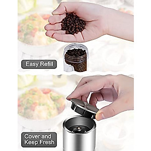 Gulex® Salt and Pepper Grinder Set, 2 in 1 Salt Mill and Pepper Mill with 5 Level Adjustable Coarseness, Stainless Steel Salt and Pepper Grinder Refillable for Kitchen (2 in 1)