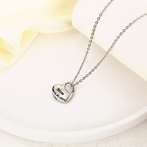 VIUJUH Cremation Urn Necklace for Ashes Urn Jewelry,Forever in My Heart Carved Locket,Stainless Steel Keepsake Waterproof Memorial Pendant for mom& dad Free Filling Kit (Mom)