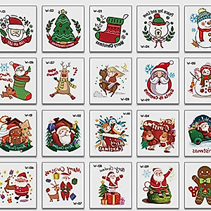 Santa Stickers Christmas Temporary Tattoos: 20pcs Santa Claus Snowman Reindeer Gingerbread Man Fake Tattoo Decals Winter Holiday Party Favors Stocking Stuffers