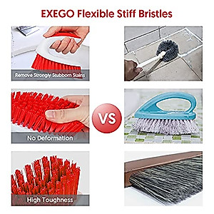 Carpet Scrub Brush Scrubber for Cleaning- EXEGO Shower Cleaning Brush with Handle Bathroom Stiff Bristle Brush Heavy Duty Scrubber for Bathroom Shower Sink Carpet TubTile Floor Cleaning -2 Pack