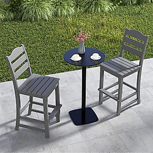 Giantex Outdoor HDPE Bar Stool, Patio Tall Bar Chair with Backrest and Footrest, 30 Inches Counter Height Barstools for Garden, Backyard, Weather Resistance, Easy Maintenance (2)