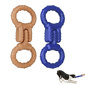 SUSSEXHOME Molar Teeth Indestructible Dog Chew Toy - Long Lasting Dog Chew Toys for Aggressive Chewers - Natural Rubber & Food-Grade Nylon - Deep Cleaning Teething Toy for Big Pets - Brown