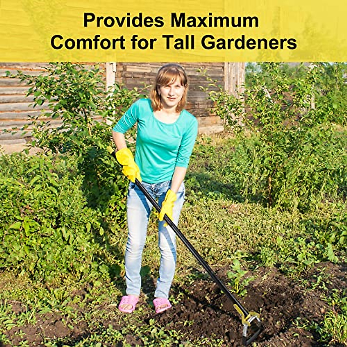 Hoe Garden Tool, 62Inch Weeding Loop Stirrup Hoe Tools for Garden, Scuffle Garden Hula Hoes with Adjustable Stainless Steel Long Handle for Weeding and Loosening Soil-Black