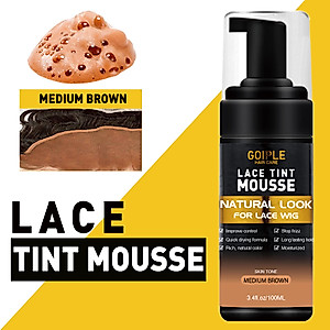 Melting Lace Lace Tint Mousse for Women - Natural Finishing Color on Wigs, Toupees, and Hairpieces - Wig Glue Tool Set (Mocha- Medium Brown)