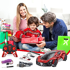 JELOSO Remote Control Car, 4WD 2.4GHz Fast RC Drift Stunt Race Car 360°Rotating Hobby RC Sport Car with LED Lights & Music, Cool Vehicle Toys Birthday Xmas Gifts for Kids Boys Girls Age of 6-12