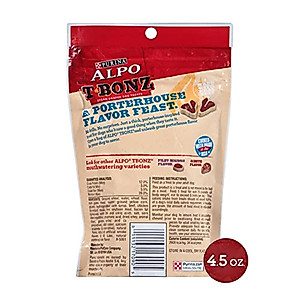 Purina ALPO Made in USA Facilities Dog Treats, TBonz Porterhouse Flavor - (5) 4.5 oz. Pouches