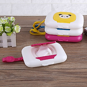 Fdit Wet Wipes Storage Box,Baby Outdoor Travel Stroller Wet Wipes Box Refillable Container for Car Bathroom Living Room(White + Yellow)