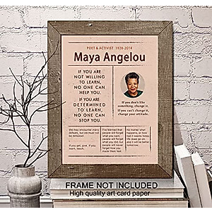 Motivational Poster Wall Art - Office Wall Art & Decor - Positive Quotes Wall Decor - Encouragement Gifts - Positive Sayings for Wall Decor - Inspirational Wall Art Maya Angelou Quote, 8x10" Unframed