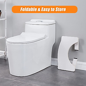 Toilet Stool Wood, Foldable Poop Stool for Adults, 7" Squatting Potty Stool Extra Sturdy & Wide Wooden Toilet Squat Step Stool with Anti-Slip Feet by CHEAGO,380 lbs Pure White