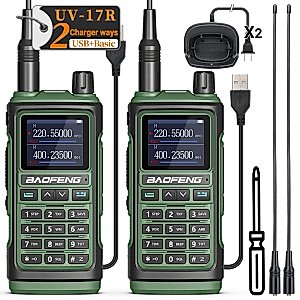 BAOFENG UV-17R Ham Radio Upgrade of baofeng UV-5R Long Range Two Way Radio Dual Band Walkie Talkie for Adults 2 Way Radio with 999 Channels USB Charger Earpiece Flashlight Battery(2 Pack)