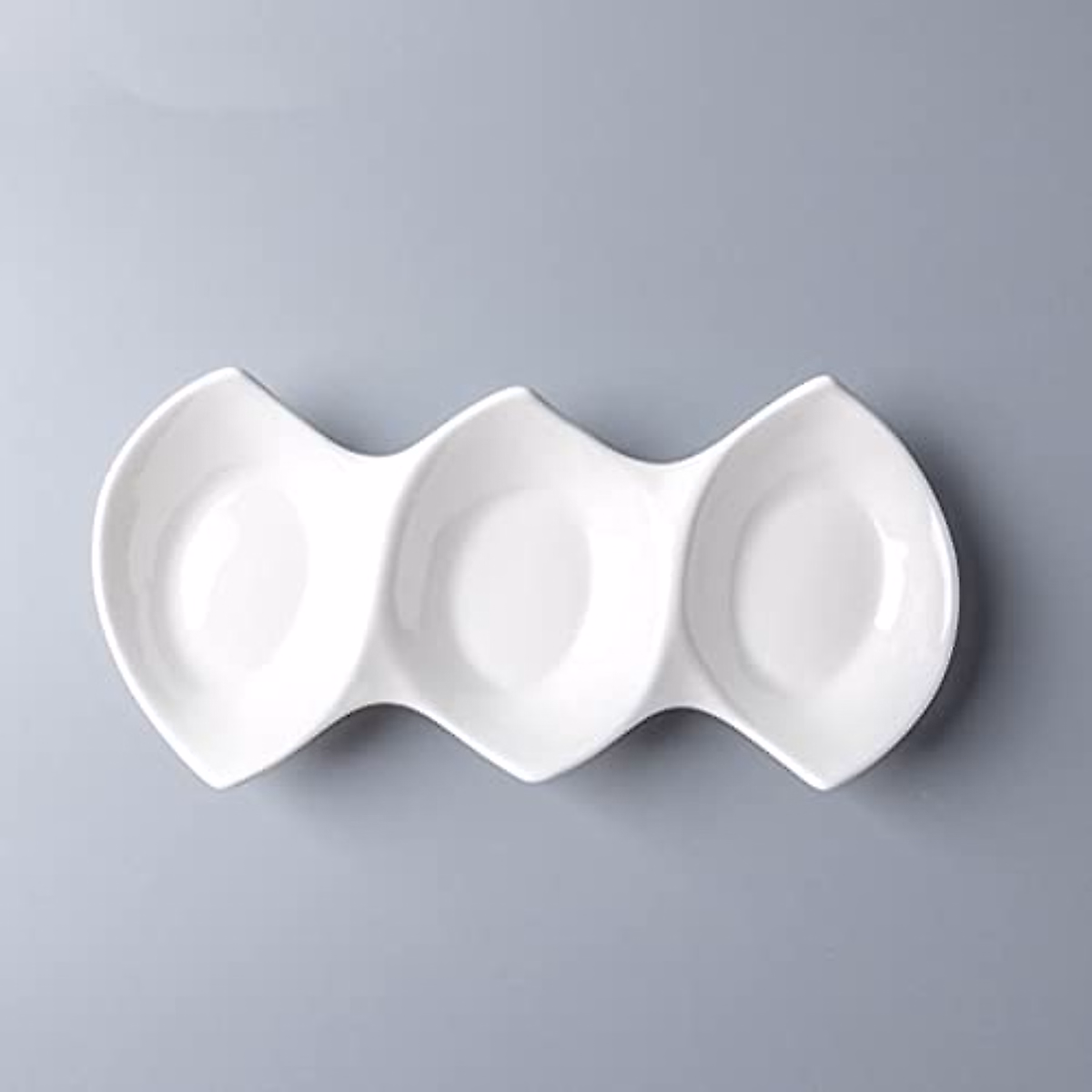 YARNOW 3 Compartment Plates 11 Inches Ceramic Serving Platter 3 Compartment Appetizer Serving Tray White Sauce Plate for Home Use Divided Serving Tray