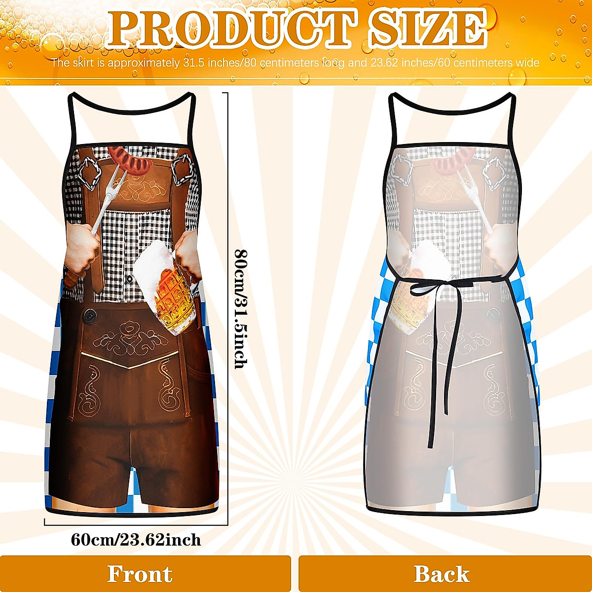 Leumoi 4 Pcs Male Oktoberfest Apron Bavarian Funny Oktoberfest Apron Kitchen Cooking Apron for Oktoberfest Party