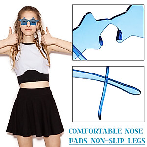 CHENGU 2 Pcs Star Shape Rimless Sunglasses Transparent Candy Color Sunglasses Party Favor star glasses for Women(Blue)