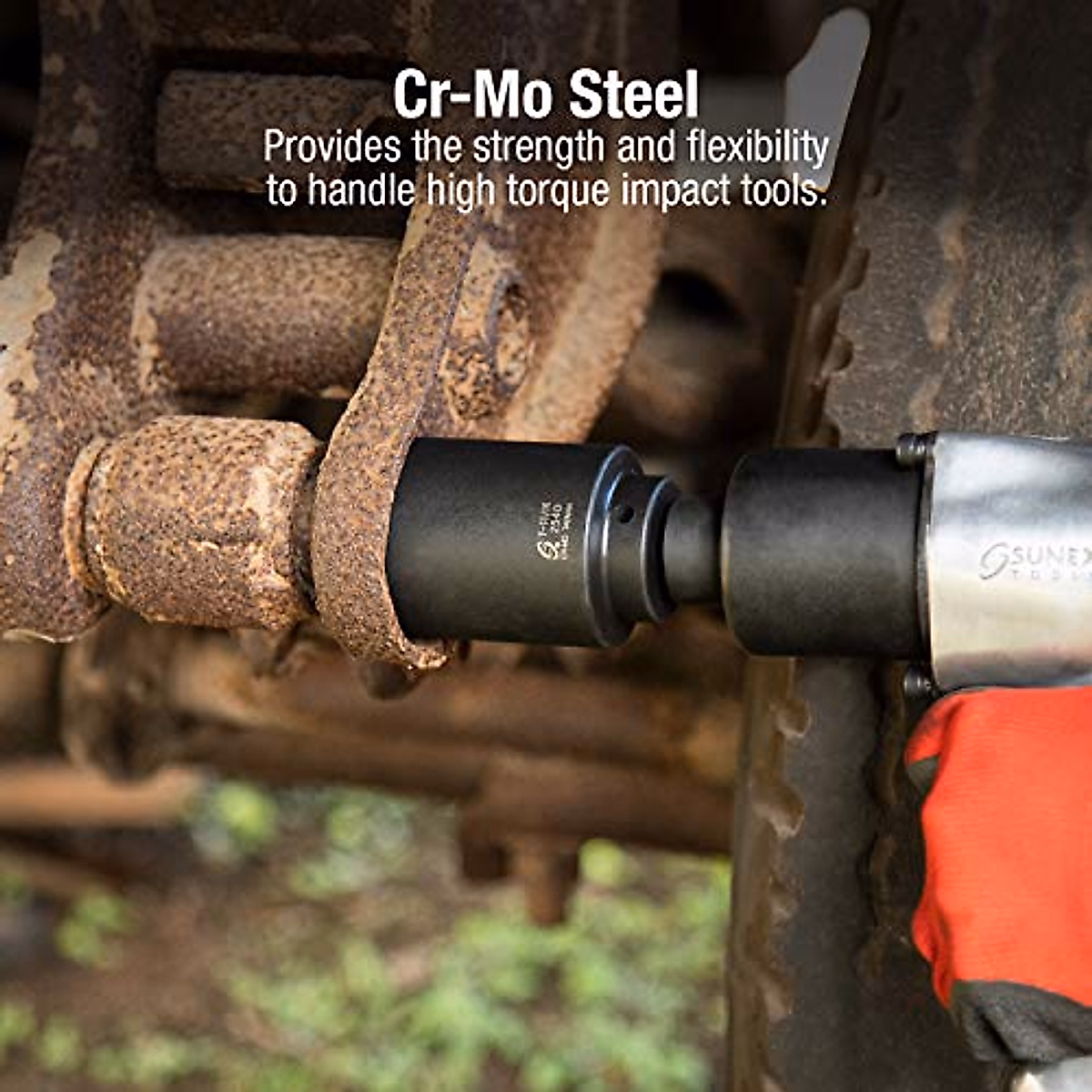 Sunex 254D, 1/2 Inch Drive, 1-11/16" Deep Impact Socket, Cr-Mo Alloy Steel, Radius Corner Design, Chamfered Openings, Dual Size Markings, Meets ANSI Standards