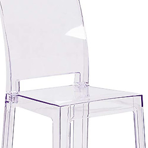 Flash Furniture 4 Pack Ghost Barstool with Square Back in Transparent Crystal