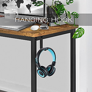 Lufeiya Small Computer Desk White Writing Table for Home Office Small Spaces 31 Inch Modern Student Study Laptop PC Writing Desks with Storage Bag Headphone Hook,White Black