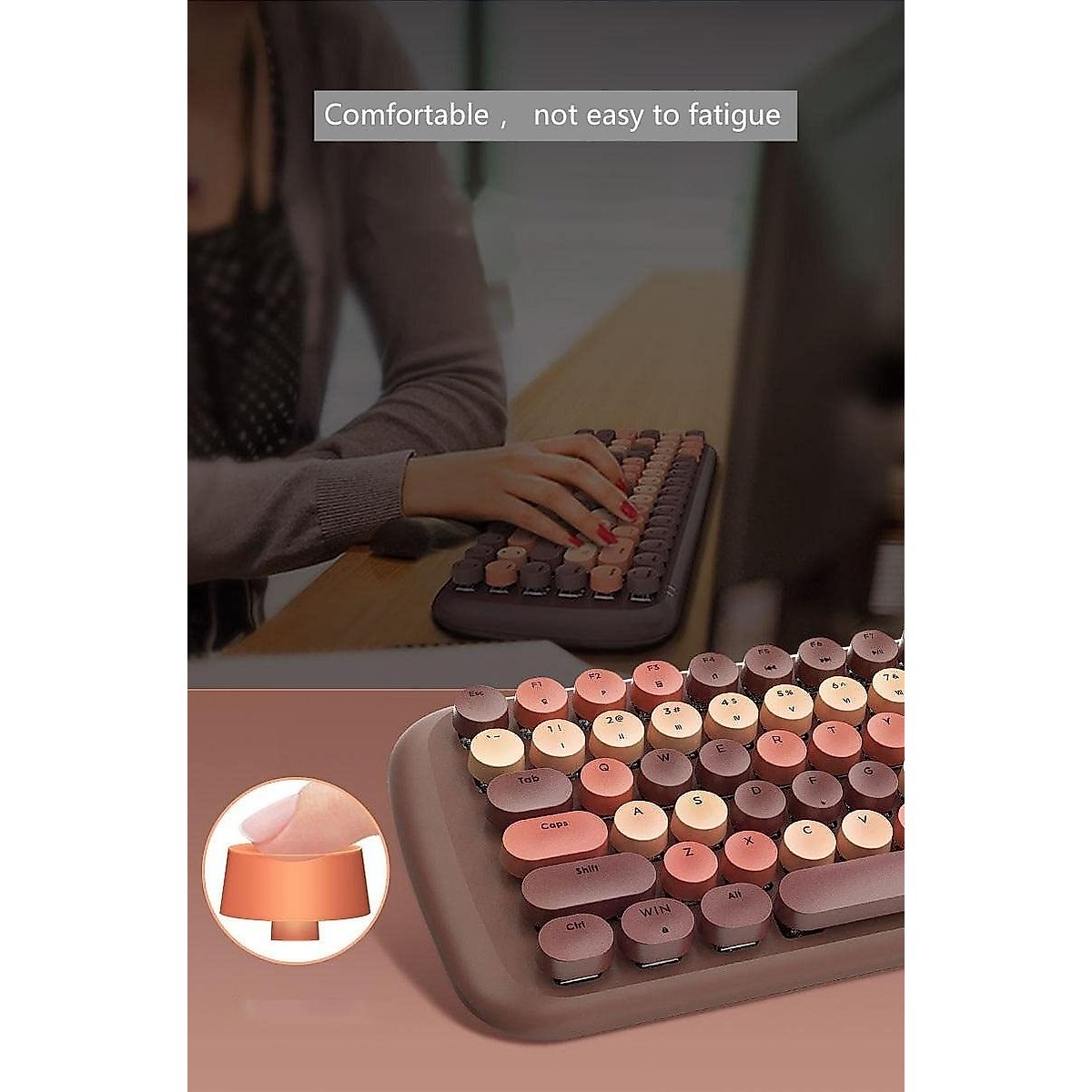Mechanical Keyboard Wired 84 Keys Gaming Keyboard Mixed Color Retro Round Keycaps Keyboard for PC Gamer/Office/Home ​Computer (Color: Chocolate/Cherry Blossom Pink) (Color : Chocolate)