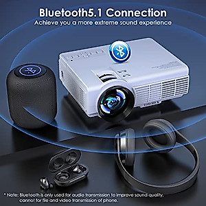 Projector with WiFi and Bluetooth, 5G WiFi Native 1080P 9500L Outdoor Projector 4K Support, YOWHICK Mini Portable Movie Projector with Screen, for HDMI, VGA, USB, Laptop, iOS & Android Phone