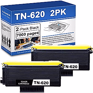2 Pack TN620 Black Toner Cartridge Compatible TN-620 Toner Cartridge Replacement for Brother HL-5240 5370DW/DWT 5380DN 5270DN 5350DN DCP-8060 MFC-8480DN Printer Toner.