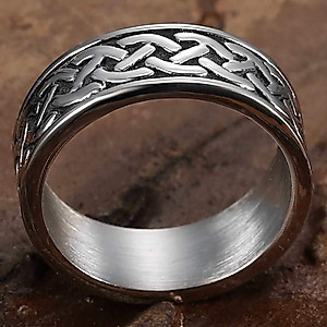 Jude Jewelers 8mm Stainless Steel Vintage Style Celtic Knot Wave Wedding Band Ring (Silver, 10)